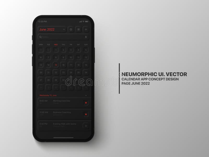 Calendar Mobile App June 2022 with Task Manager UI Neumorphic Design ...