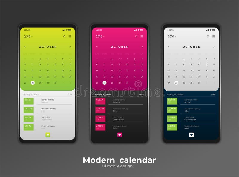 Calendar Mobile Apptasks Ui Ux Design Mockup Vector Image Stock Vector ... Calendar Mobile Apptasks Ui Ux Design Mockup Vector Image Stock Vector ...
