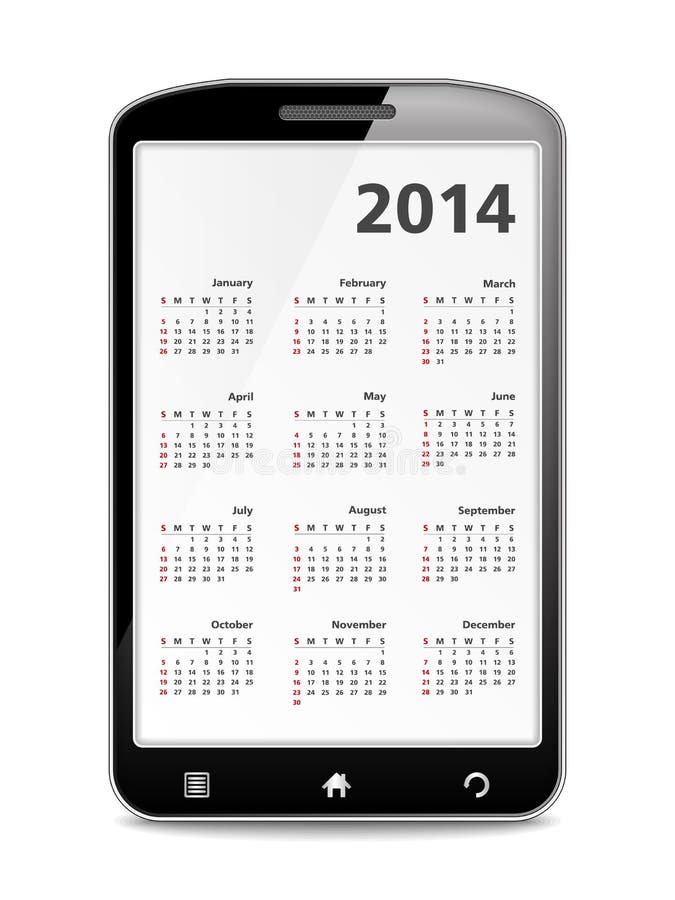 2014 Calendar in Mobile Phone Stock Vector - Illustration of monitor ...