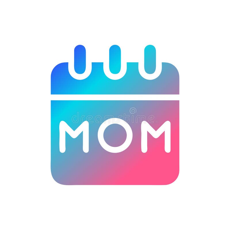 Calendar Mom Icon Solid Gradient Red Purple Blue Colour Mother Day ...