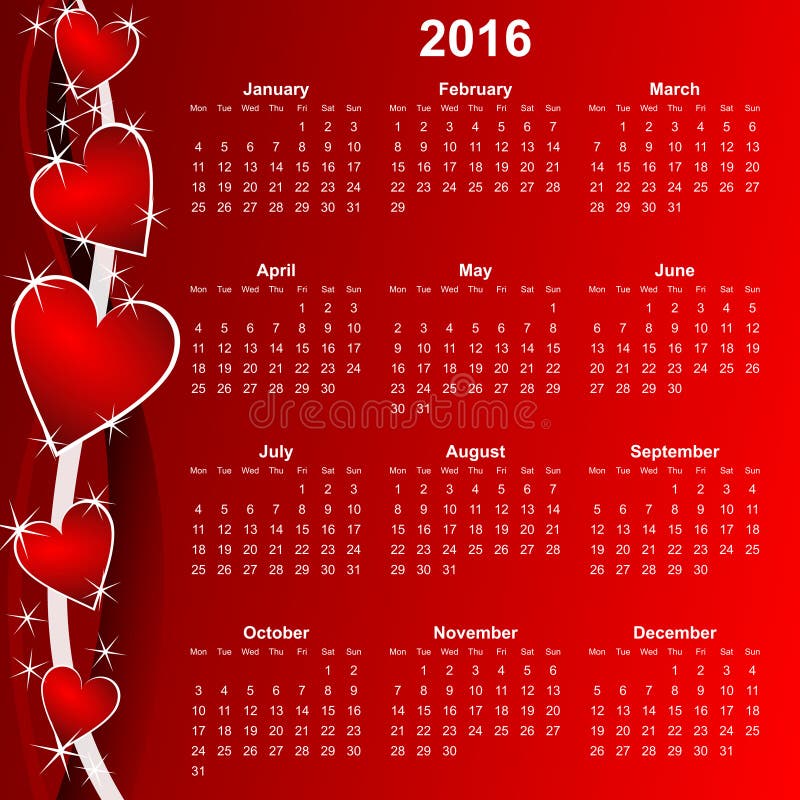 Calendar 2016 monday first stock illustration. Illustration of next ...