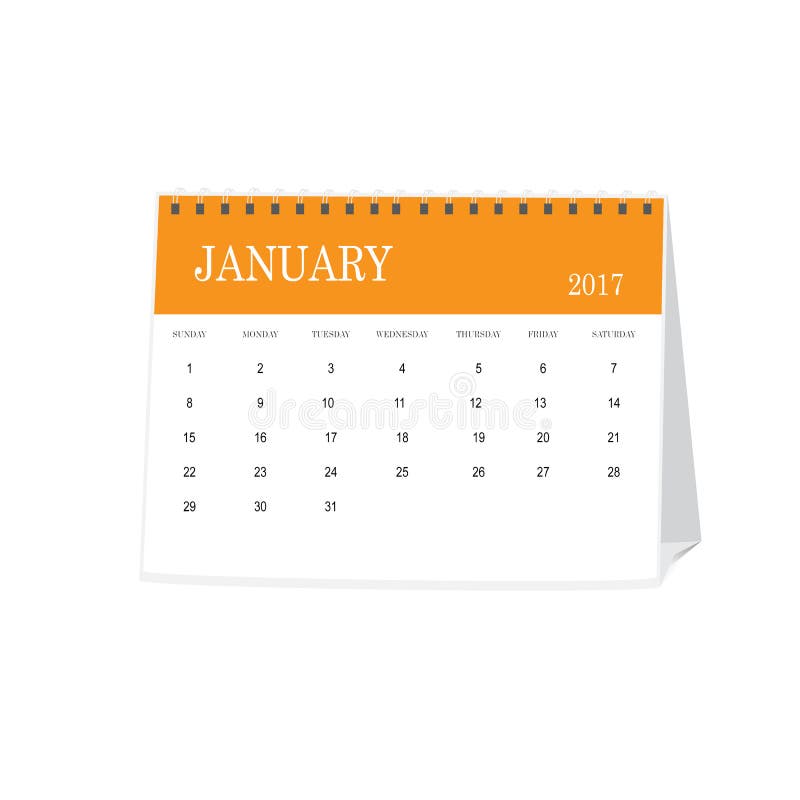January 2017 Calendar Week Starts on Sunday Stock Vector - Illustration ...