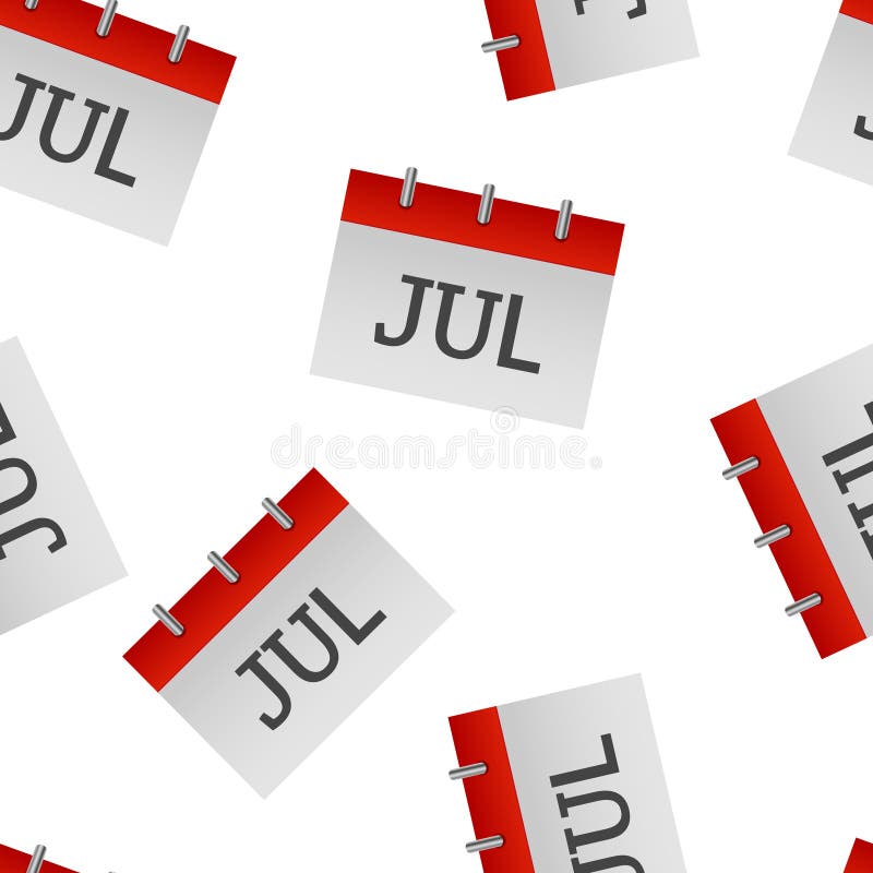 Calendar Month July Icon Seamless Pattern on a White Background Stock ...