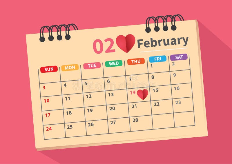 Calendar for the Month of Love Stock Vector - Illustration of year ...