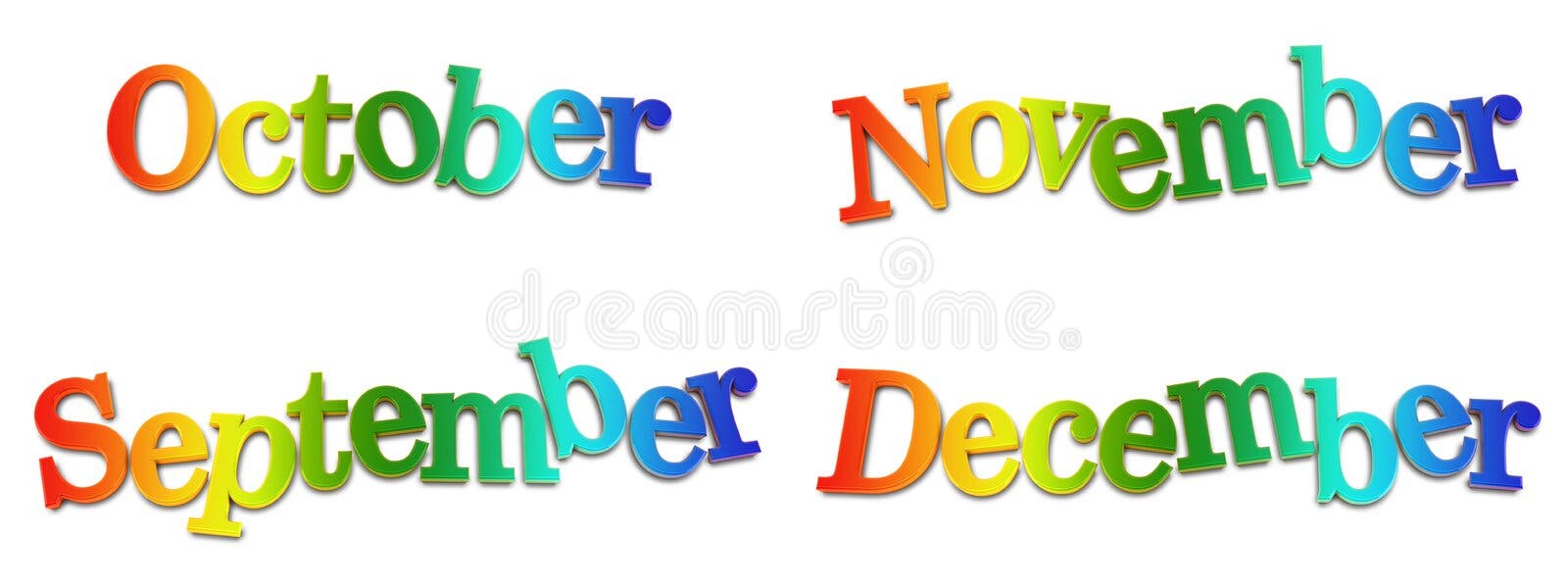 Calendar Months Newsletter Decorative October November December Stock ...