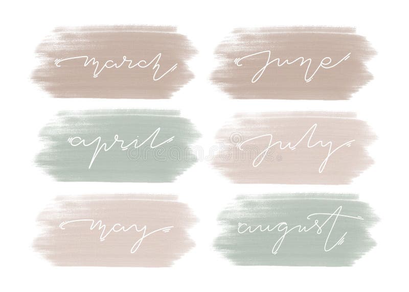 Calendar Months Spring Summer Vector Pastel Elements for Planner Stock ...