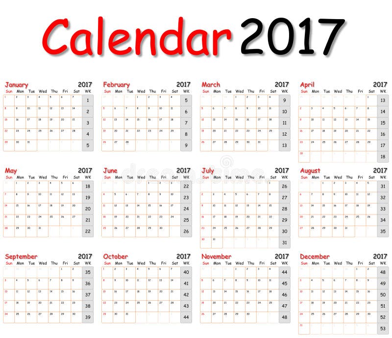 Calendar 2017. stock illustration. Illustration of july - 83349593