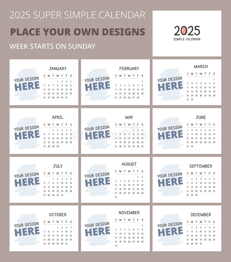 Customizable 2025 Calendar Template with Copyspace for Your Own Design ...