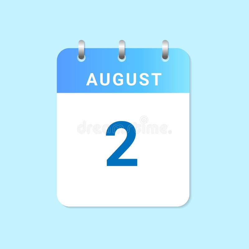 Daily Calendar 2nd of August Month on White Paper Note Stock Vector ...