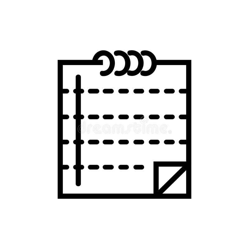 Calendar or Note Vector Icon, Outline Style, Isolated on White ...