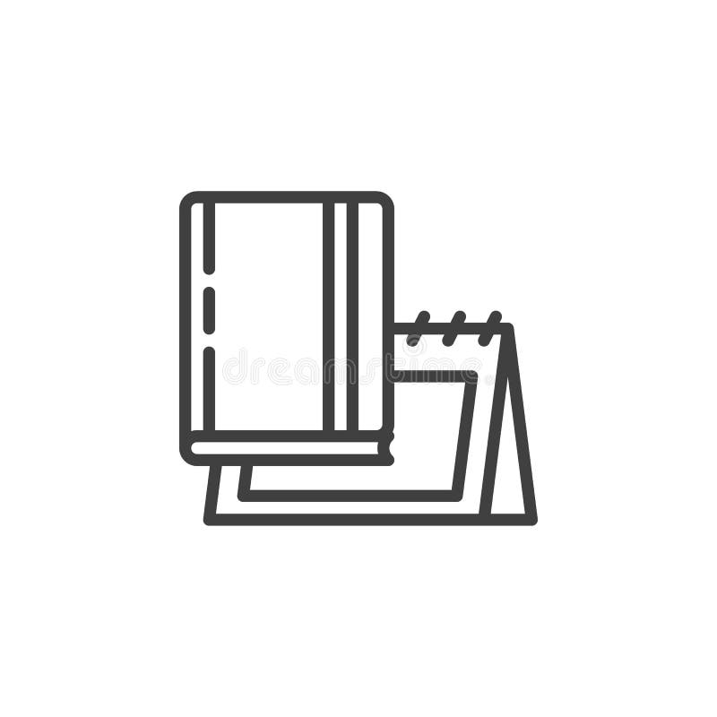 Notebook Line Icon, Outline Vector Sign, Linear Style Pictogram ...