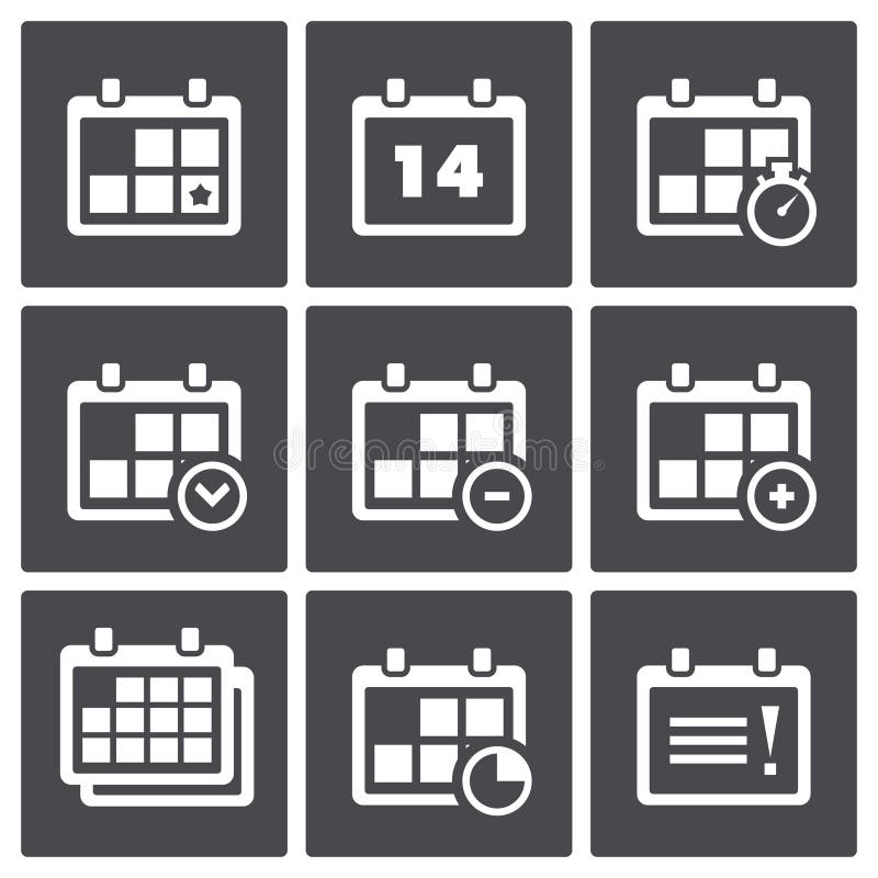 Calendar with Notes Icon Set Stock Illustration - Illustration of ...