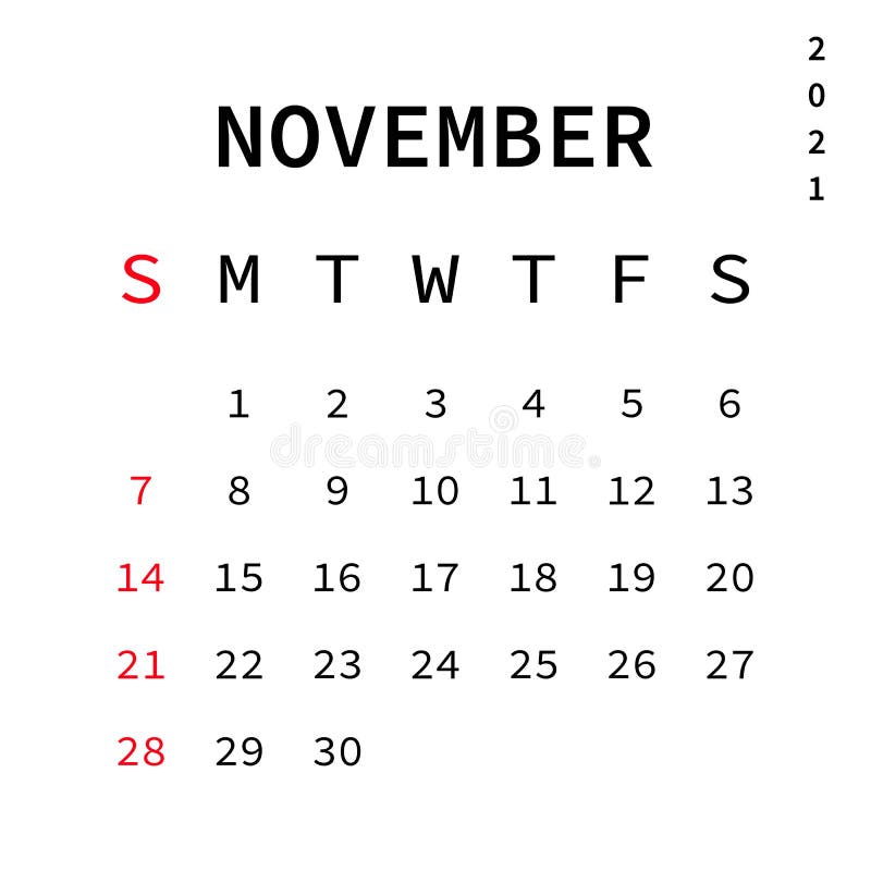 November Month Layout. Desk Calendar 2021 Template with City Vector ...