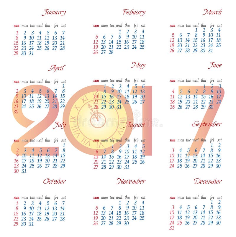 Calendar for 2017 Object for Design Element Stock Vector - Illustration ...