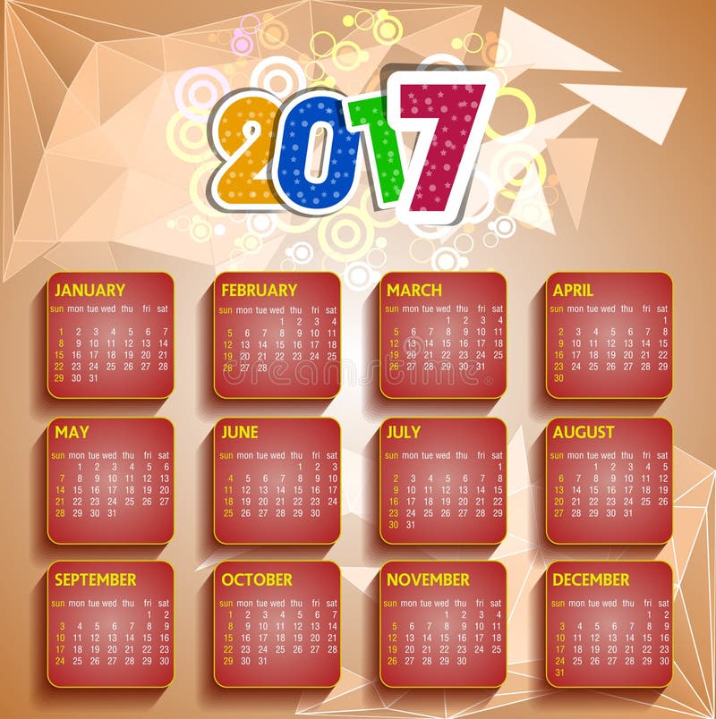 Calendar for 2017 Object for Design Element Stock Vector - Illustration ...