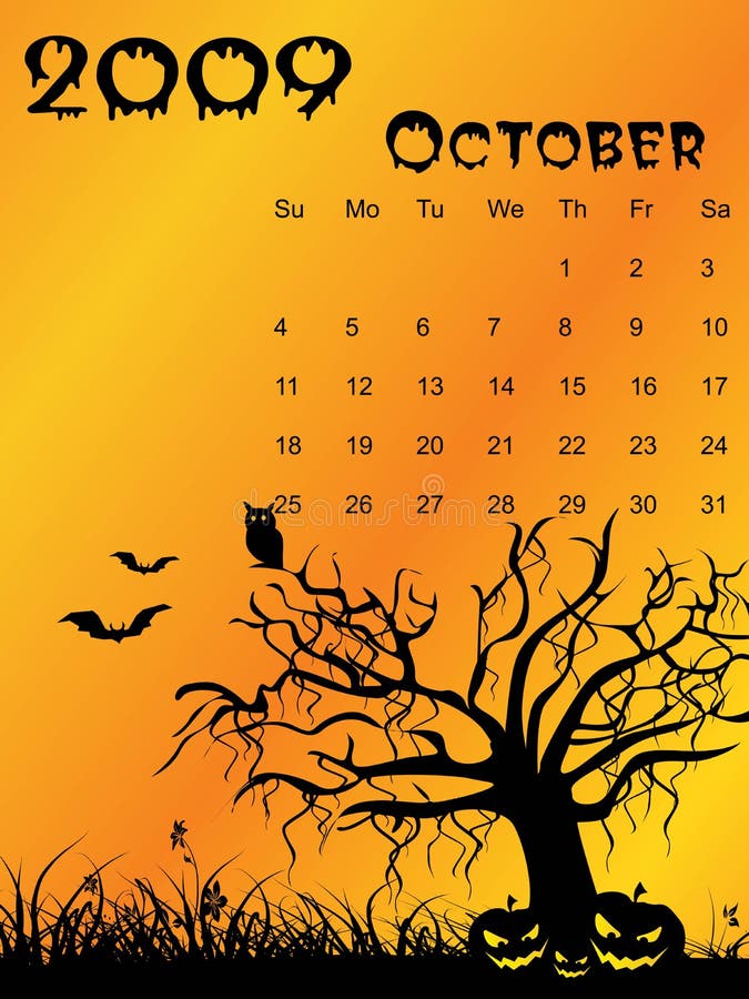Thematic Template for a Calendar for 2021 October Stock Illustration ...