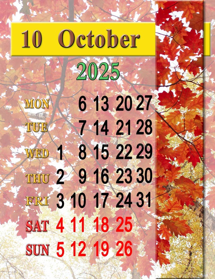 Calendar for October 2025 with Photo. October Planner for 2025. Monday ...
