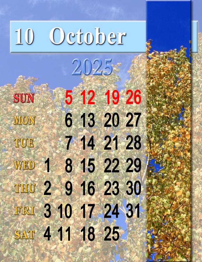 Calendar for October 2025 with Photo. October Planner for 2025. Sunday ...