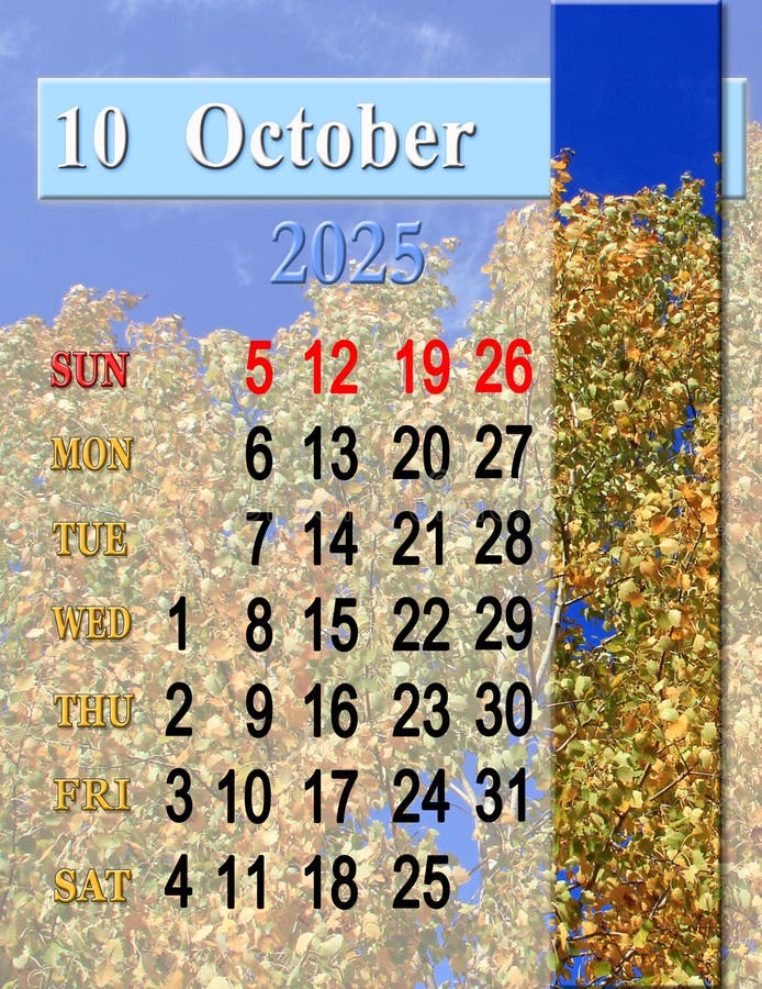 Calendar for October 2025 with Photo. October Planner for 2025. Sunday ...