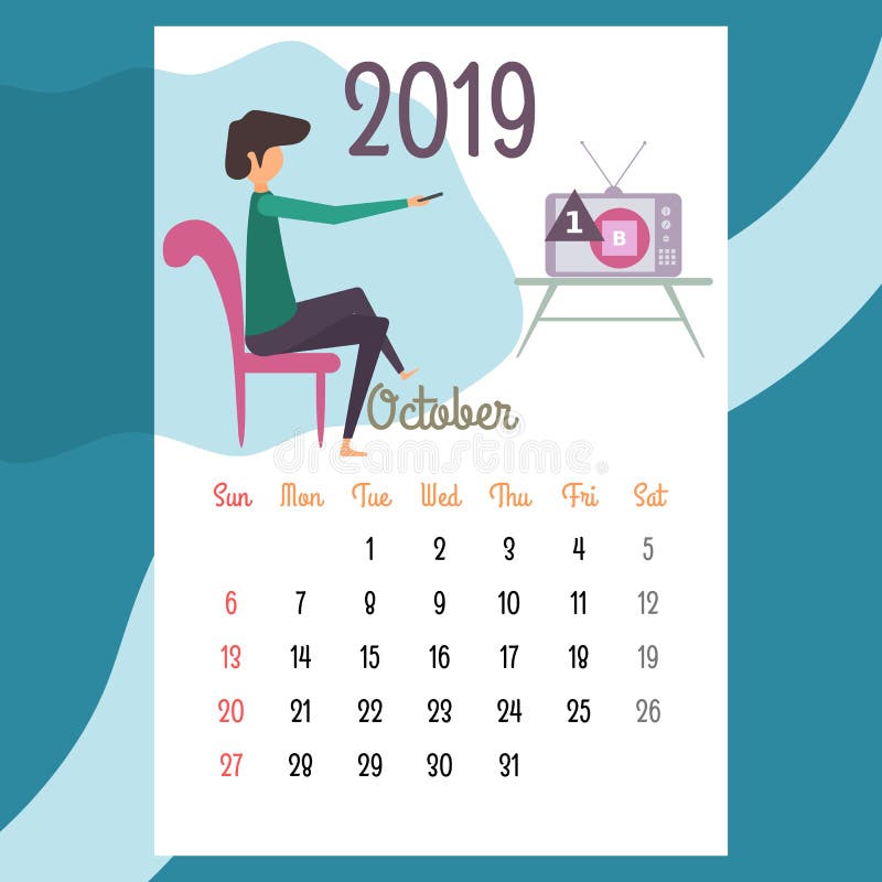 Calendar 2019. October Calendar. Calendar Vector Stock Vector ...