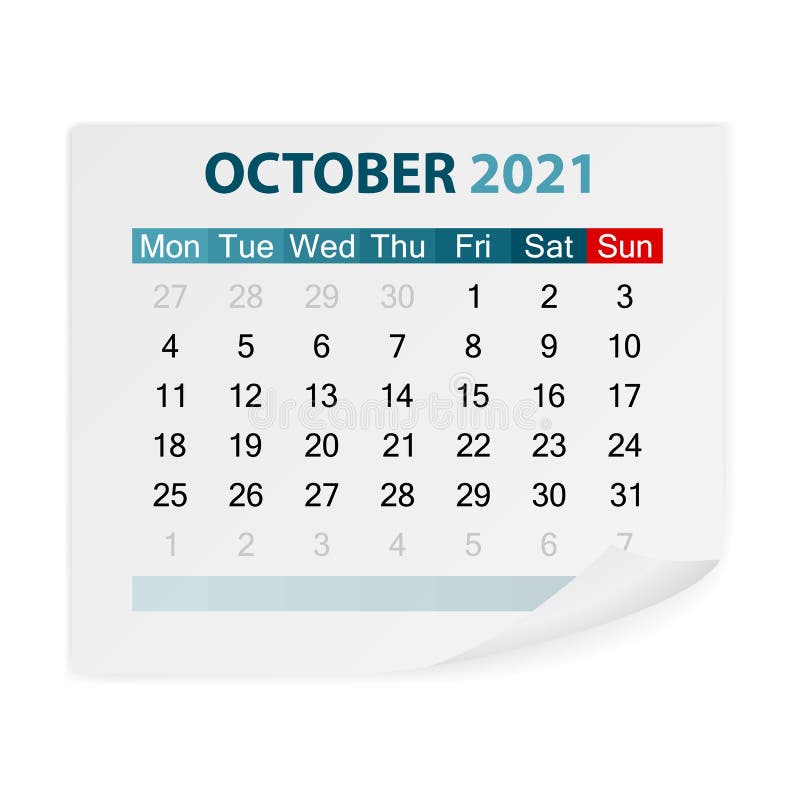 October 2021. Calendar Planner Design Template Stock Vector ...