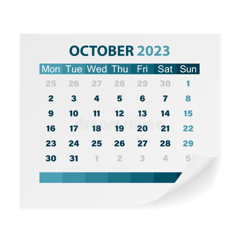 October 2023 - Calendar. Week Starts on Sunday Stock Illustration - Illustration of sunday ...