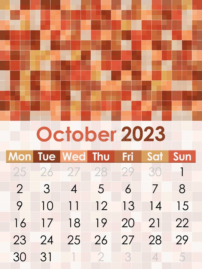 Calendar October 2023 stock vector. Illustration of diary - 255117991