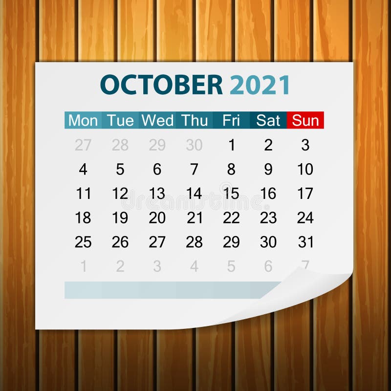 October 2021. Calendar Planner Design Template Stock Vector ...