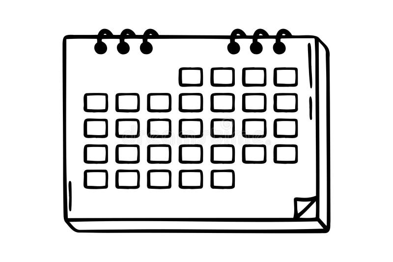 Calendar One Month Doodle Hand Drawn Icon. Outline Drawing Calendar ...