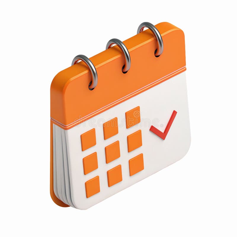 Calendar with Orange Design and Checkmark for Scheduling Events and ...