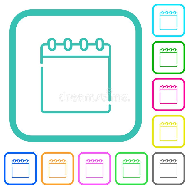 Calendar Outline Vivid Colored Flat Icons Stock Vector - Illustration ...
