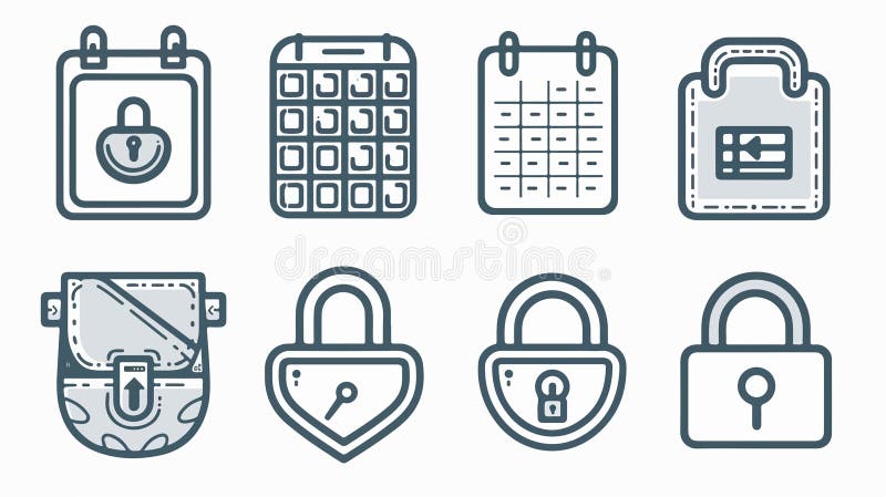 Secure Calendar Padlock Icons Vector Illustration for Protection and ...