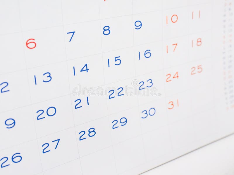 Calendar page stock image. Image of date, months, year - 47786133