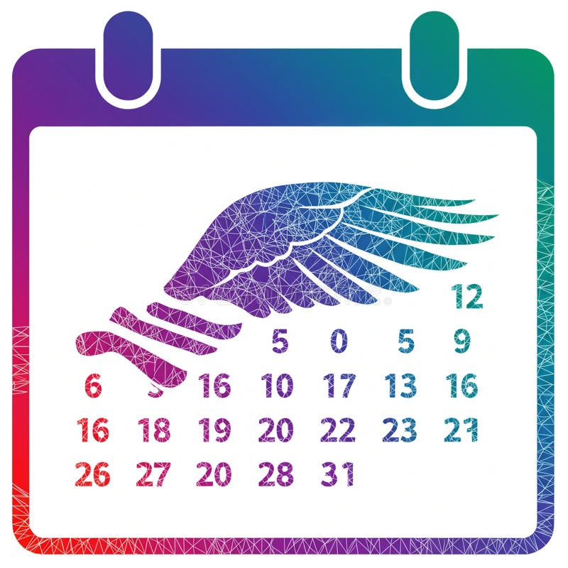 Calendar Page Featuring a Vibrant, Gradient Design with Numbers ...