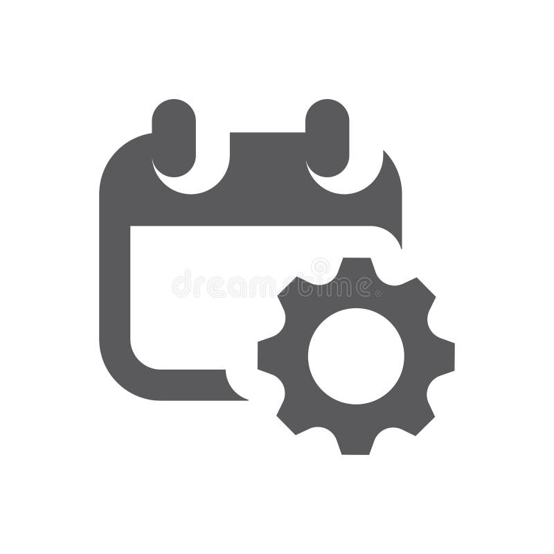 Calendar Page and Gear Black Vector Icon Stock Vector - Illustration of ...