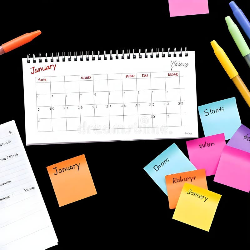 Hello January:January Goals Highlighted on Calendar with Resolutions on ...