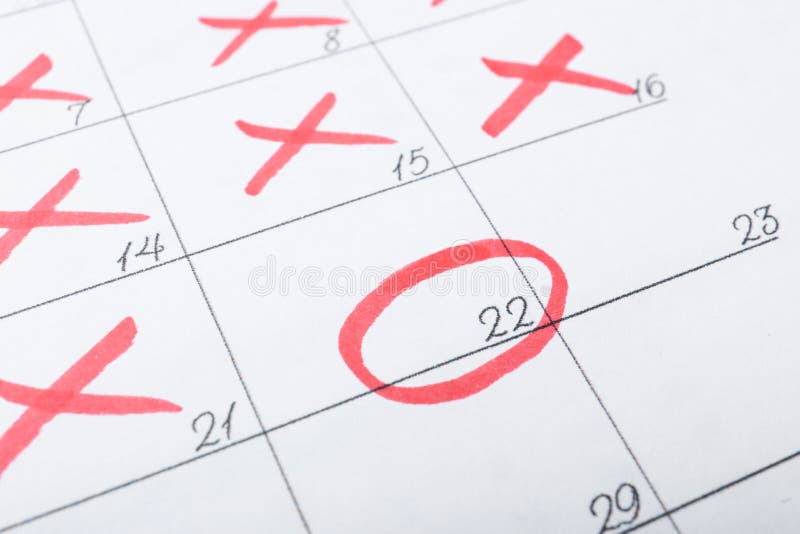 Calendar Page with Marked Dates, Closeup Stock Image - Image of baby ...