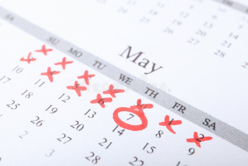 Calendar Page with Marked Dates, Closeup Stock Image - Image of baby ...