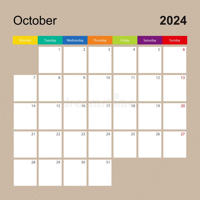 Calendar for October 2023, Blue Circle Design. English Language, Week ...