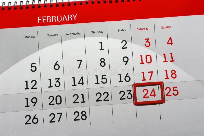 Calendar Page Year 2018 Month February Date 24 Stock Illustration ...