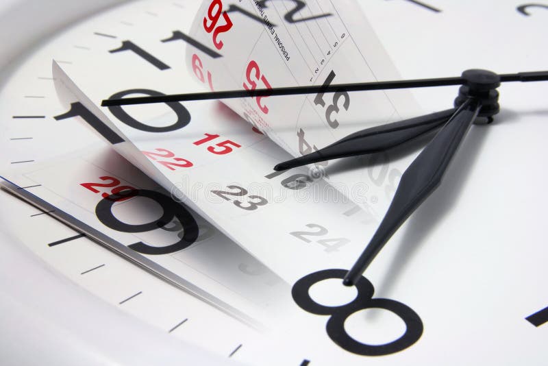 Ticking Time Clock with Calendar Stock Photo - Image of schedule, days ...