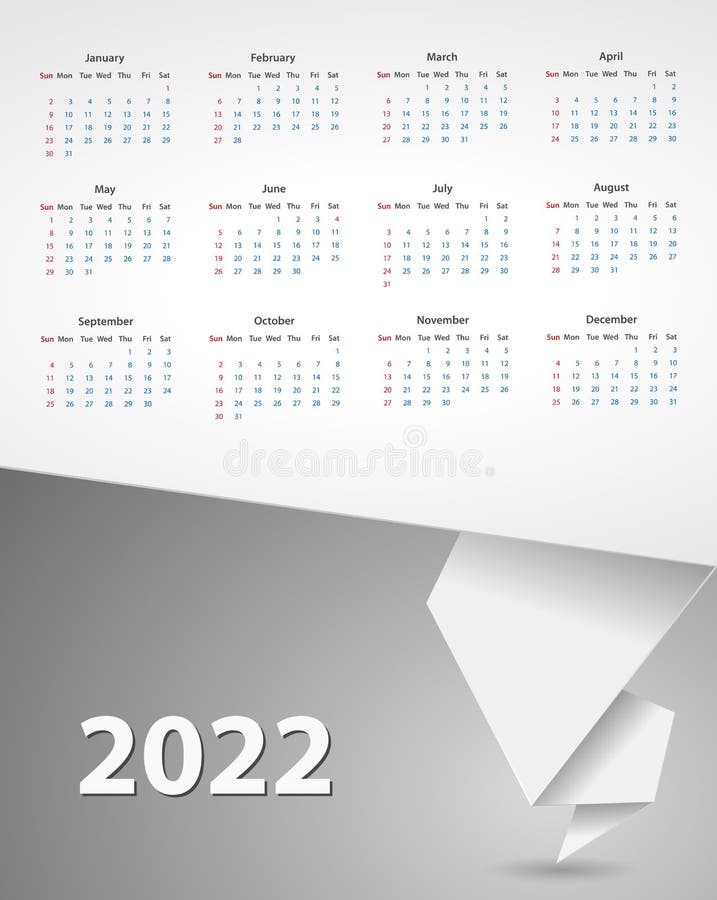 Calendar paper banner 2022 stock vector. Illustration of august - 266223640