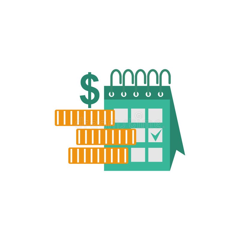 Calendar with Payday Calculator Concept Vector Isolated Illustration ...