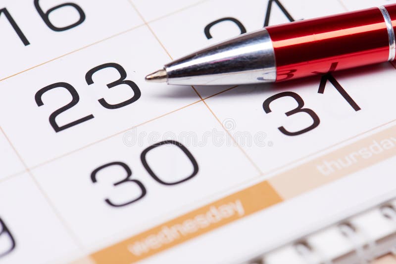 Calendar and pen stock photo. Image of calendar, office - 65968910