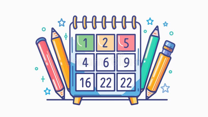 Professional Calendar and Pencil Outline Icons Vector Illustration ...