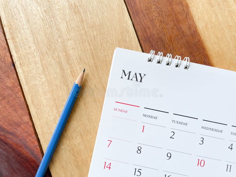 Calendar with Pencil on Wood Texture Stock Image - Image of holiday ...