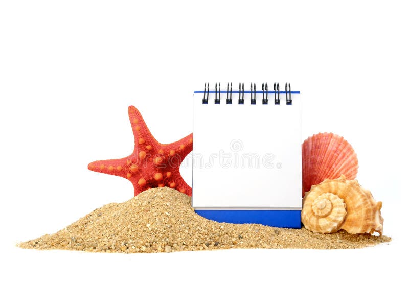 Calendar on Pile of Sand Isolated on White Background, Side View Stock ...