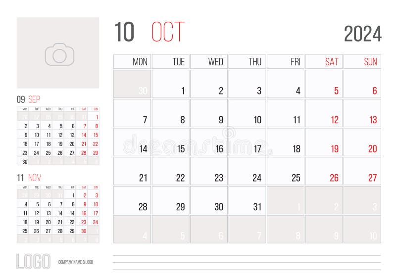 Calendar 2024 Planner Corporate Template Design - October Month Stock ... Calendar 2024 Planner Corporate Template Design - October Month Stock ...