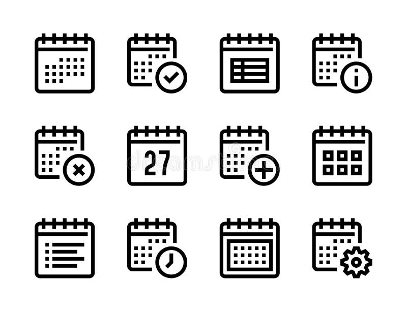 Calendar, Planner and Date Line Vector Icons. Stock Vector ...