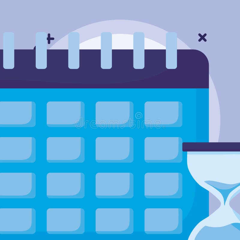 Hourglass with Planner Showing Concept Vector of Project Deadline, Time and Date Icon Stock ...